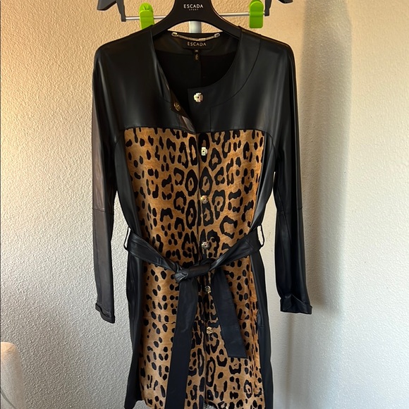 Escada | Jackets & Coats | Escada Brown And Black Leather And Leopard ...